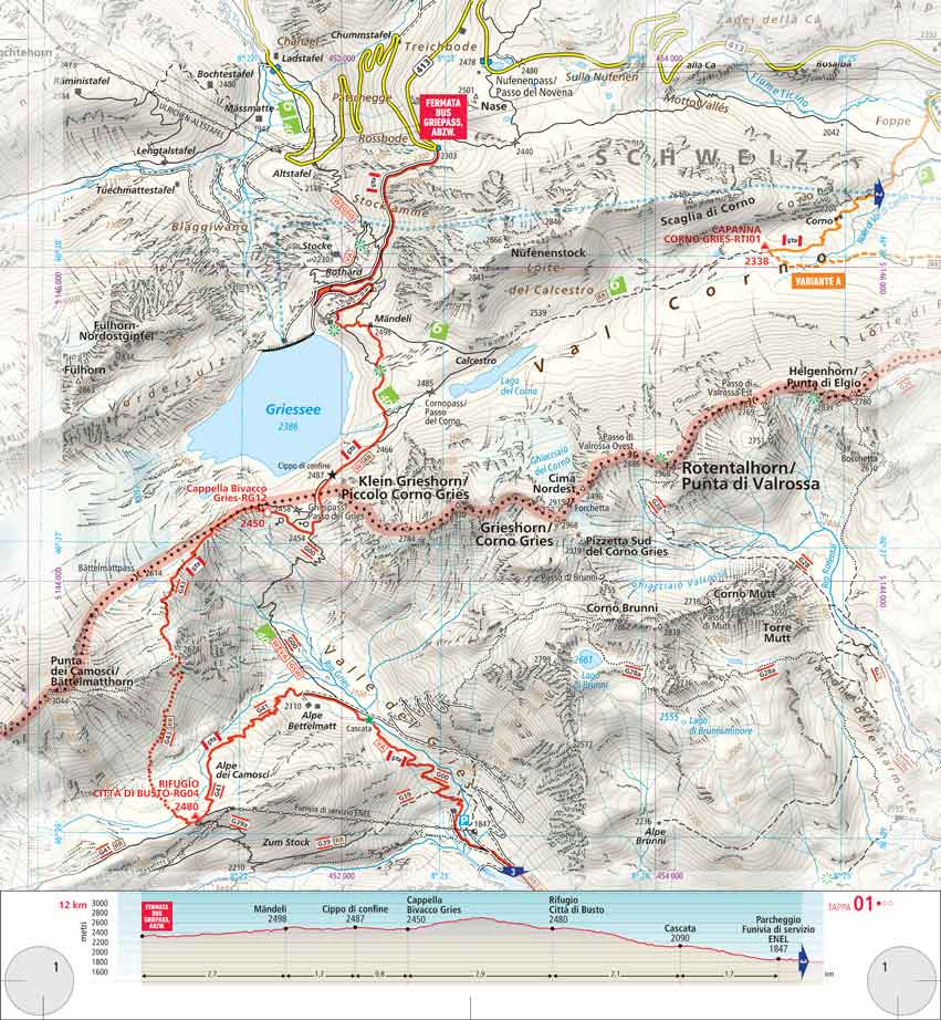 Grande Traversata delle Alpi 1:25000 #1 from Gries Pass to Sanctuary of ...