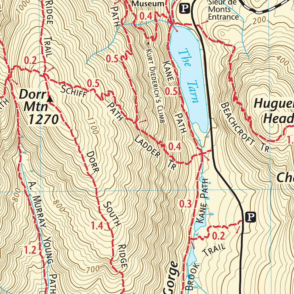 Acadia National Park - Trail Map – Close-Up Map of popular East Side ...