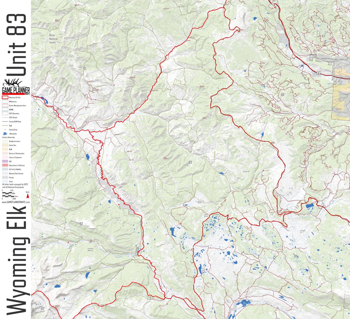 Wyoming Elk Unit 83 Map by Game Planner Maps | Avenza Maps
