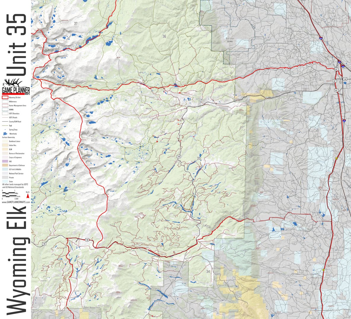 Wyoming Elk Unit 35 Map by Game Planner Maps | Avenza Maps