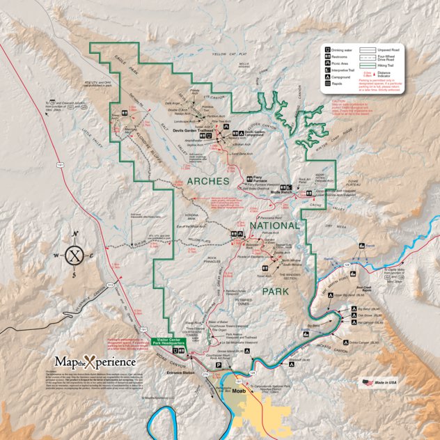 Arches National Park - NPS Map - Hike Utah - Bike Utah by Map the ...