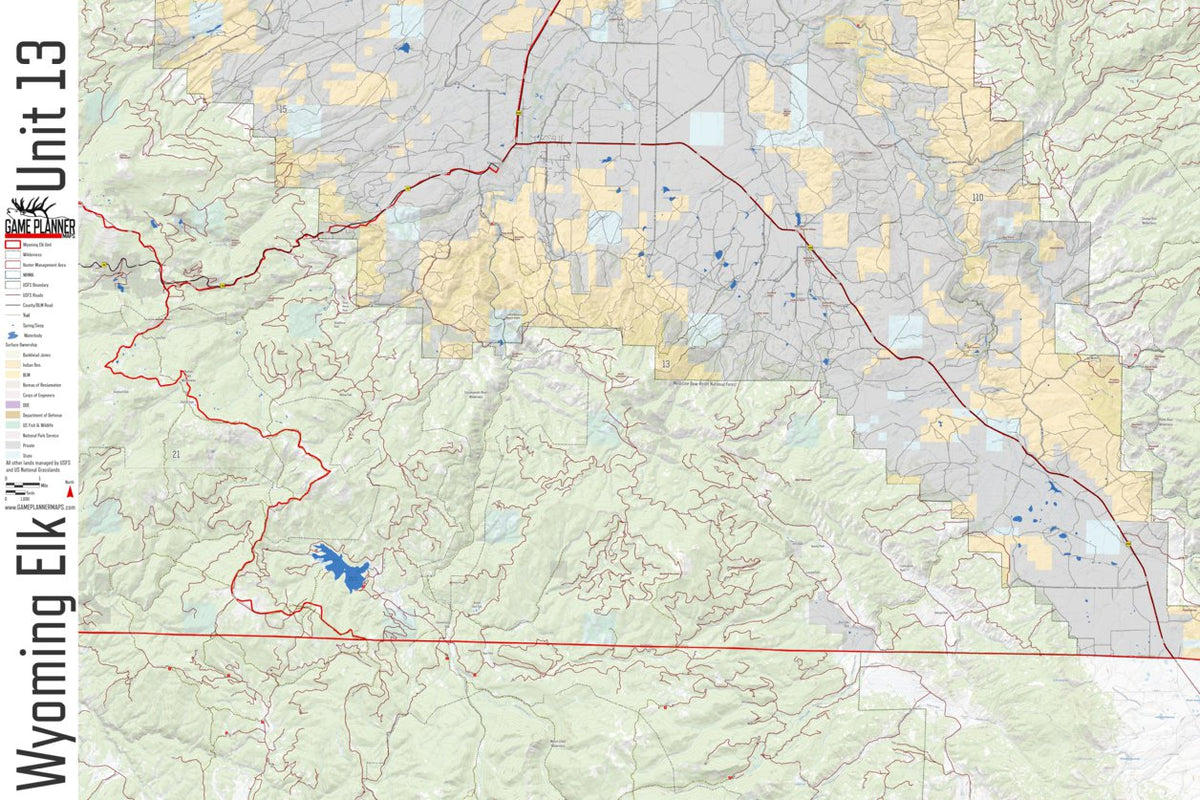 Wyoming Elk Unit 13 Map by Game Planner Maps | Avenza Maps