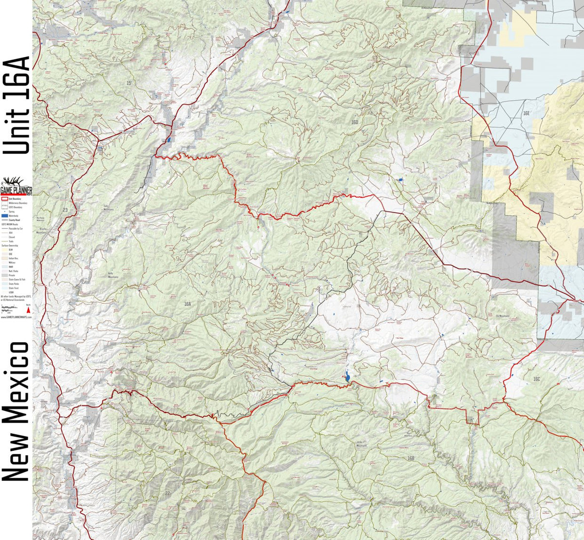 New Mexico Unit 16A Map by Game Planner Maps | Avenza Maps