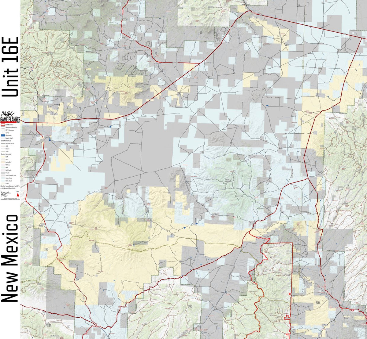 New Mexico Unit 16E Map by Game Planner Maps | Avenza Maps
