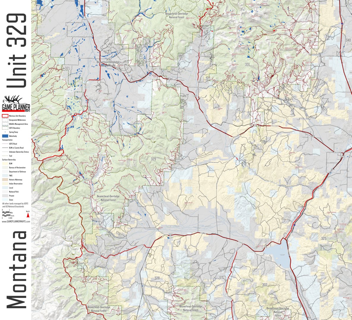 Montana Hunting Unit 329 Map by Game Planner Maps | Avenza Maps