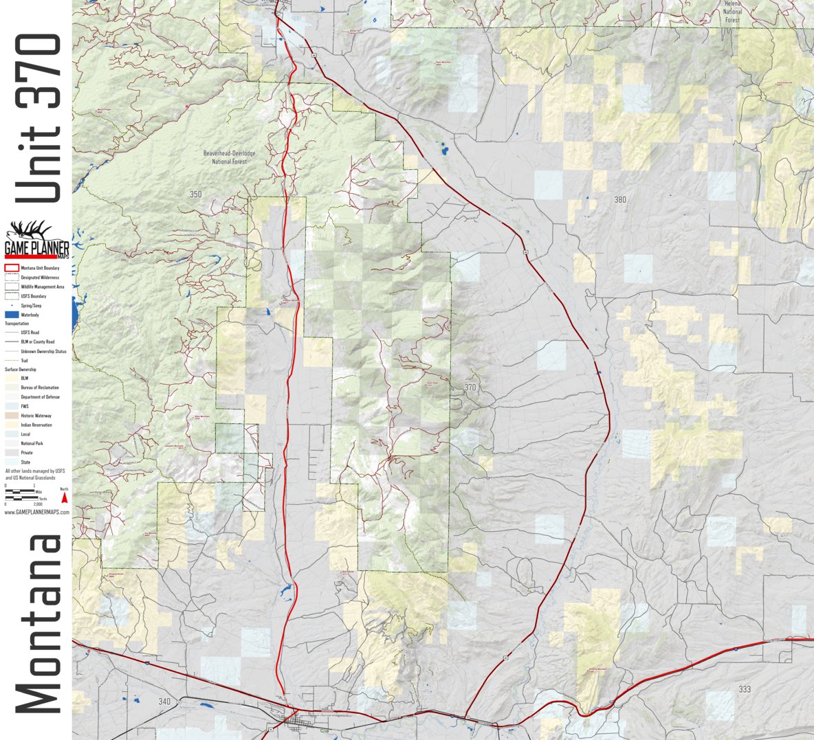 Montana Hunting Unit 370 Map by Game Planner Maps | Avenza Maps