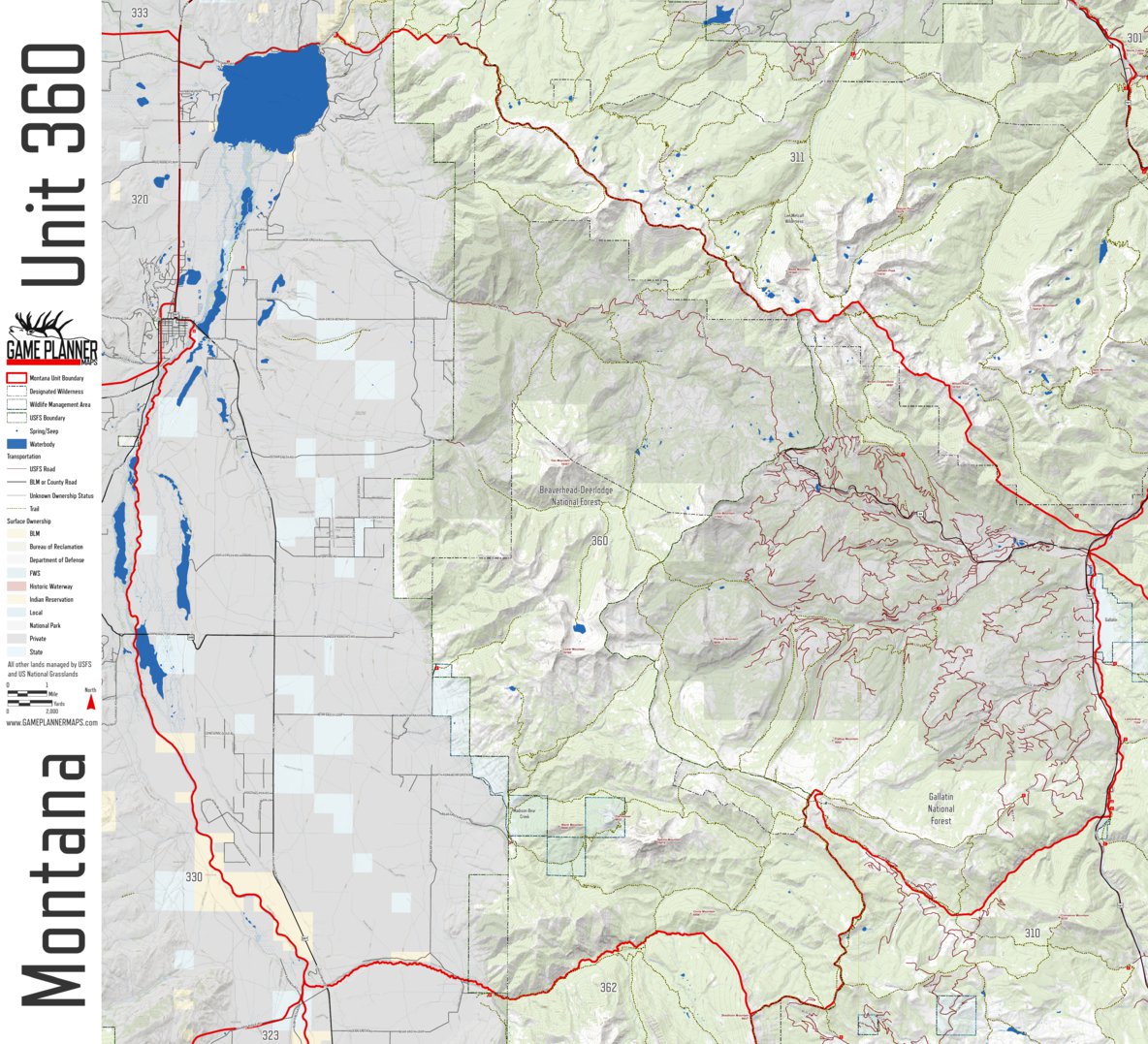 Montana Hunting Unit 360 Map by Game Planner Maps | Avenza Maps