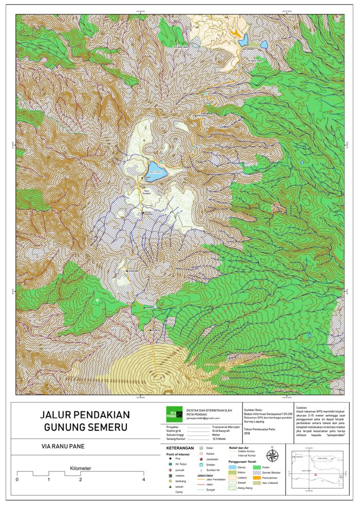 Jalur Pendakian Gunung Semeru Map by petapendaki | Avenza Maps
