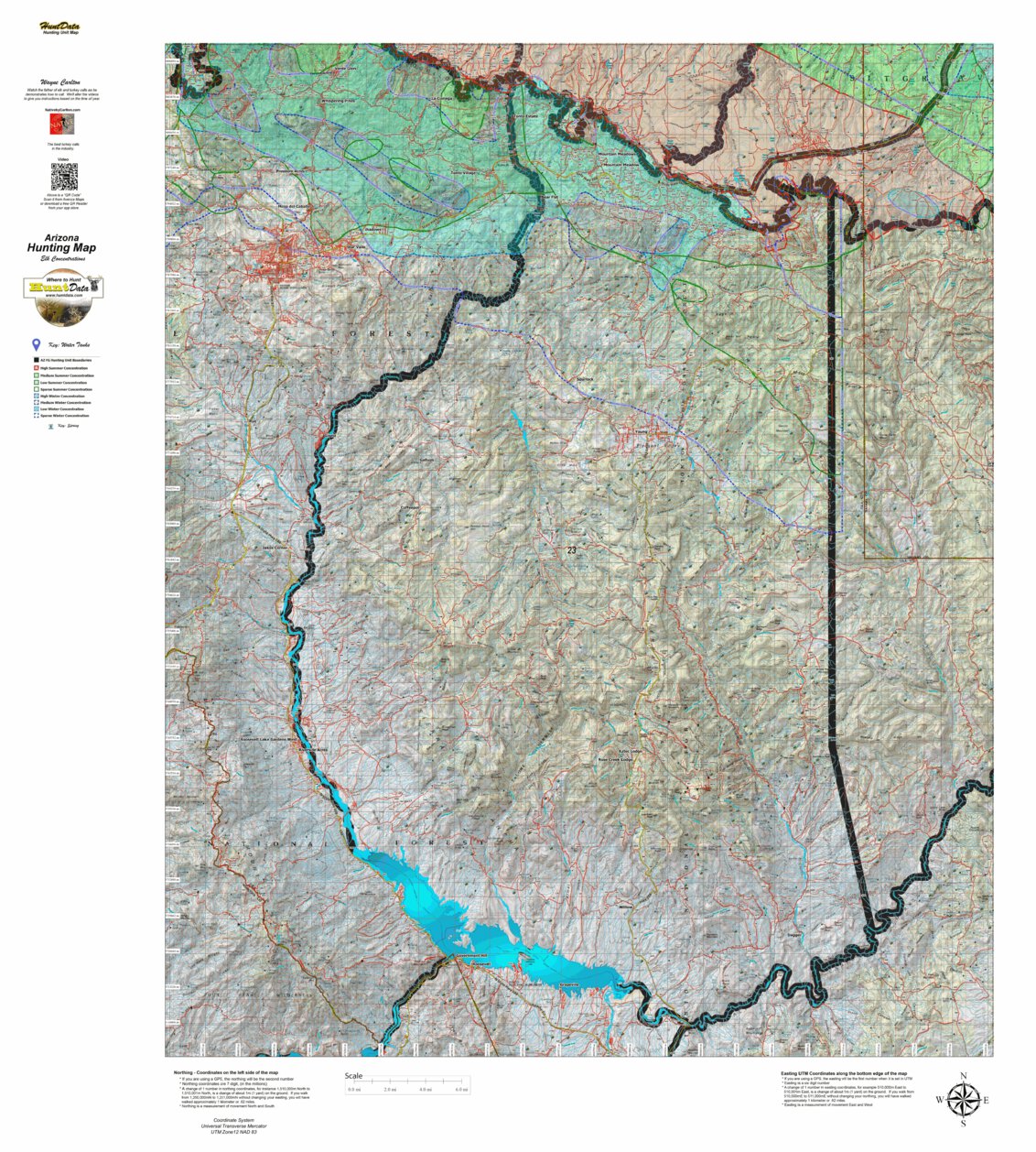 HuntData Arizona Elk Hunt Unit 23 Game Concentration Map by HuntData ...