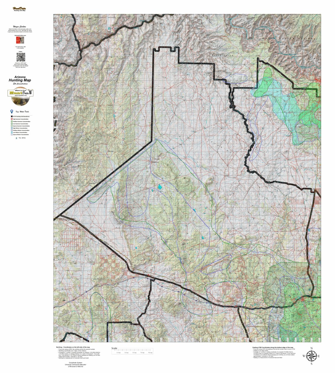HuntData Arizona Elk Hunt Unit 10 Game Concentration Map by HuntData ...