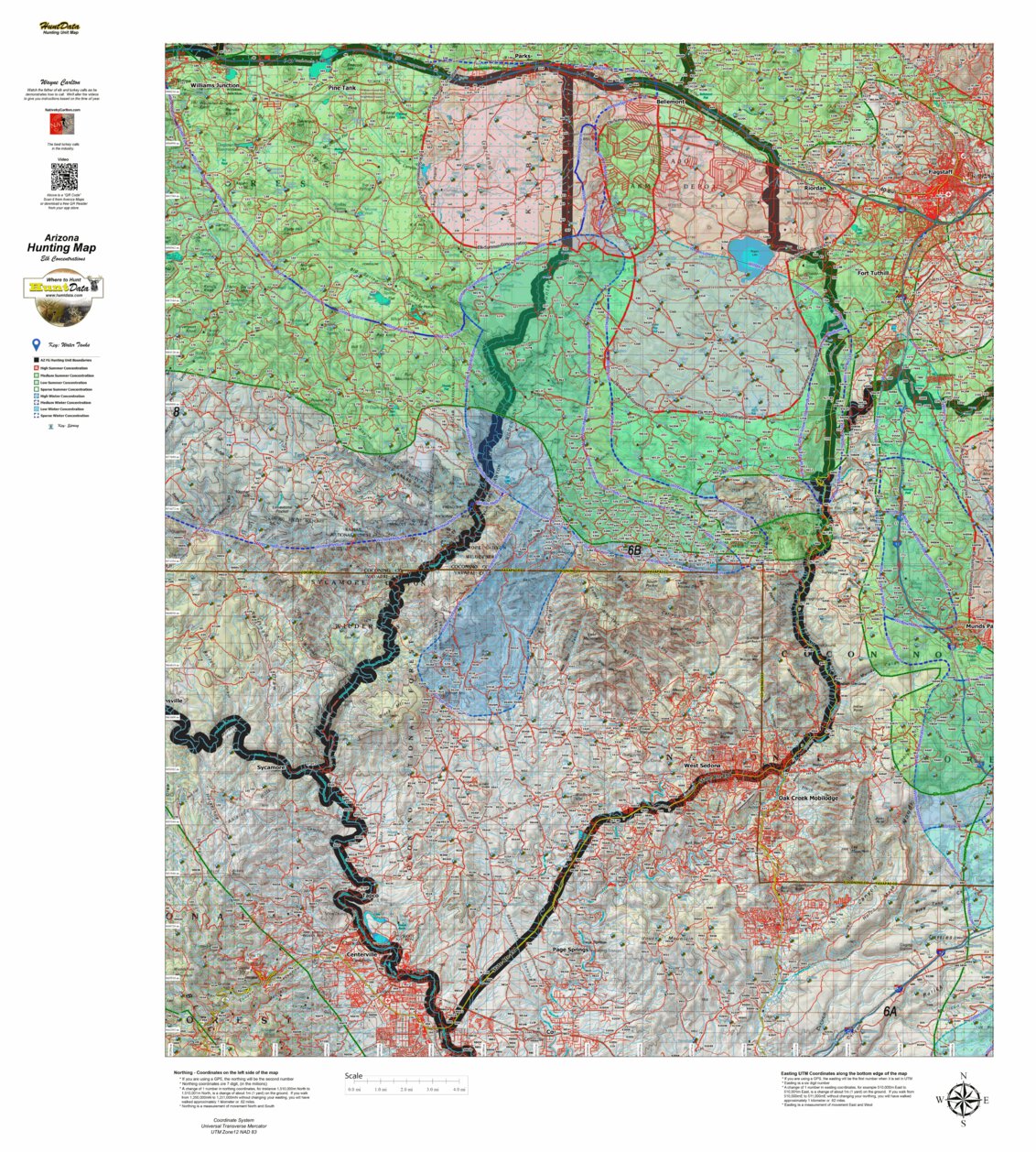 HuntData Arizona Elk Hunt Unit 6B Game Concentration Map by HuntData ...
