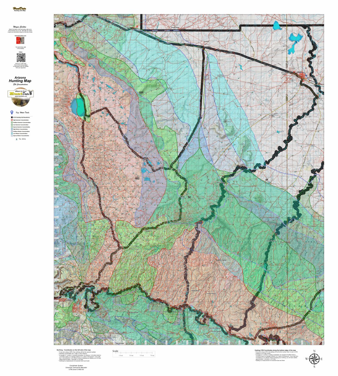 HuntData Arizona Elk Hunt Unit 5A Game Concentration Map by HuntData ...