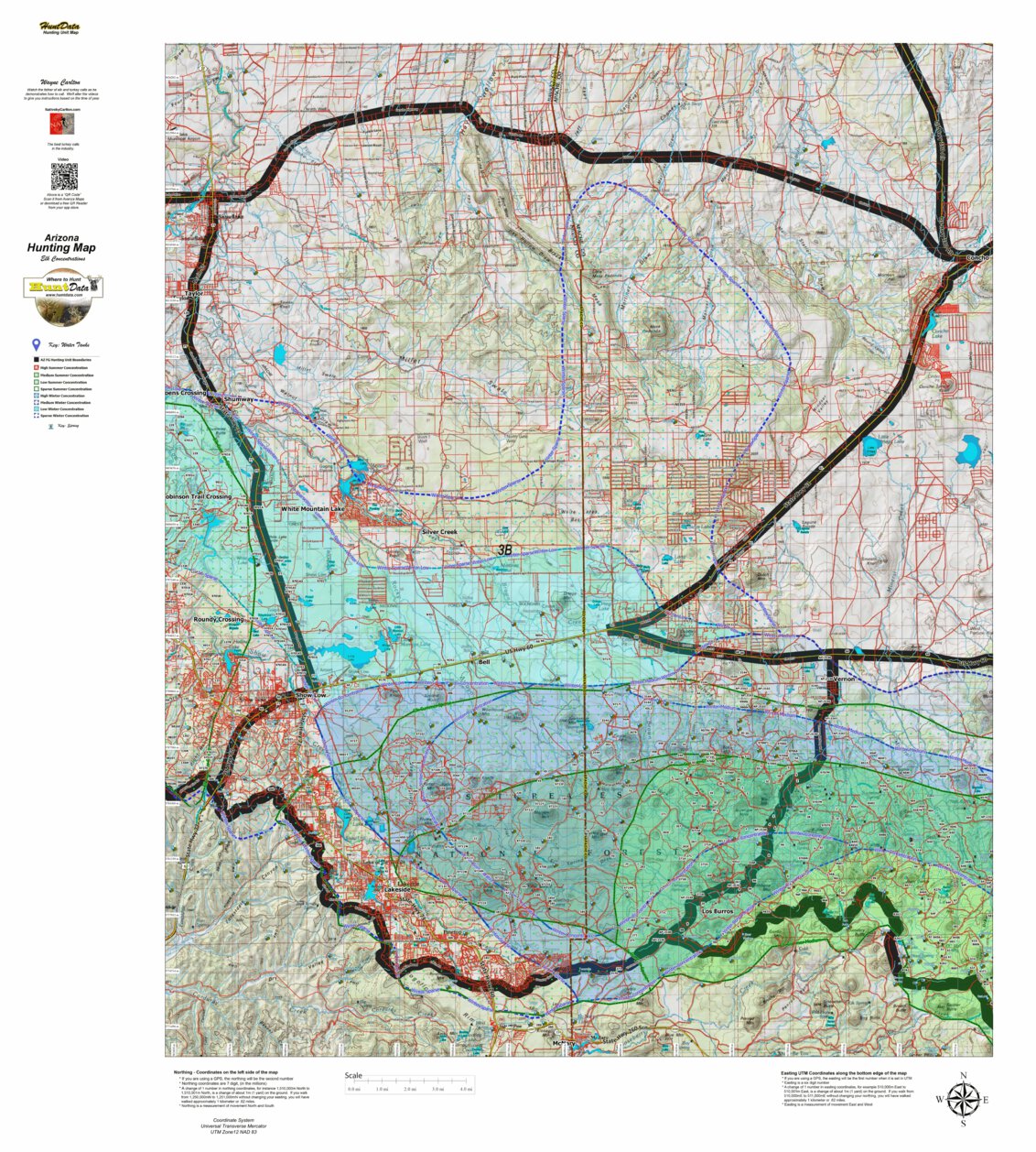HuntData Arizona Elk Hunt Unit 3B Game Concentration Map by HuntData ...