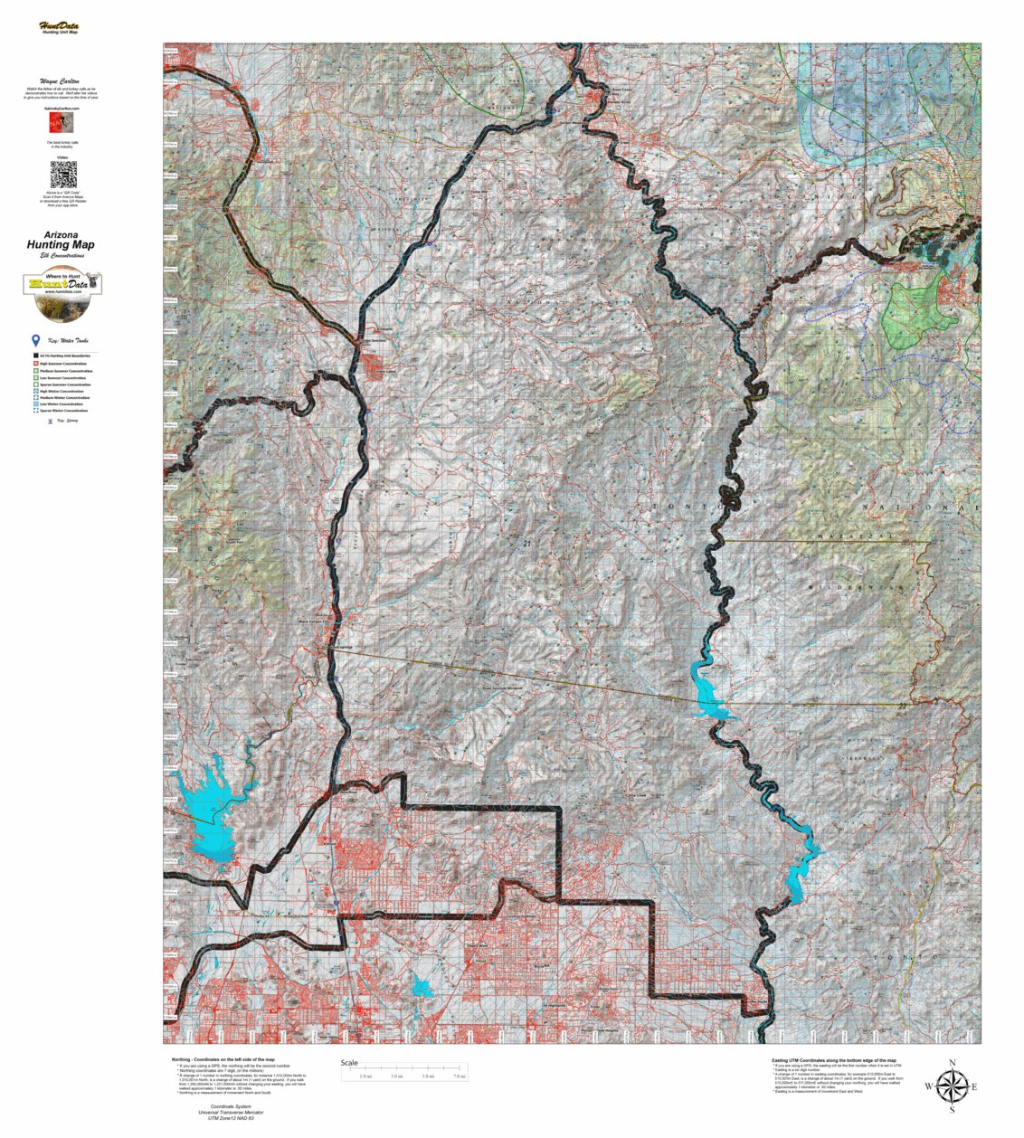 HuntData Arizona Elk Hunt Unit 21 Game Concentration Map by HuntData ...