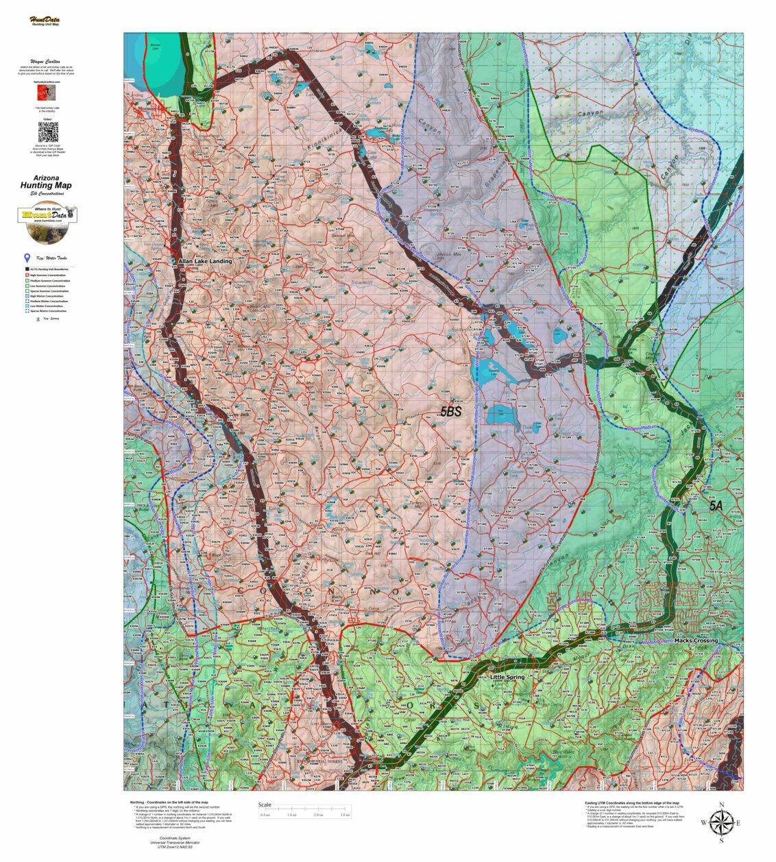 HuntData Arizona Elk Hunt Unit 5B-South Game Concentration Map by HuntData LLC | Avenza Maps