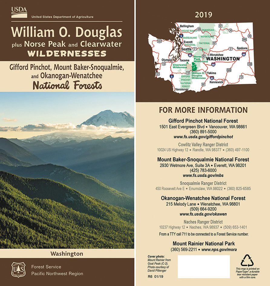William O. Douglas plus Norse Peak and Clearwater Wildernesses Map ...