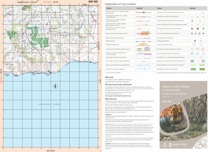 Mount Lofty Ranges Map 80D by Mapland - Department for Environment and ...