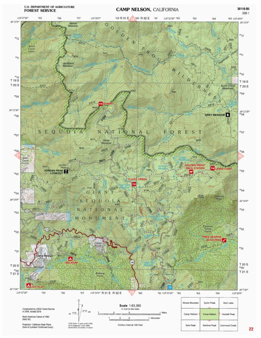 Camp Nelson Map by US Forest Service R5 | Avenza Maps