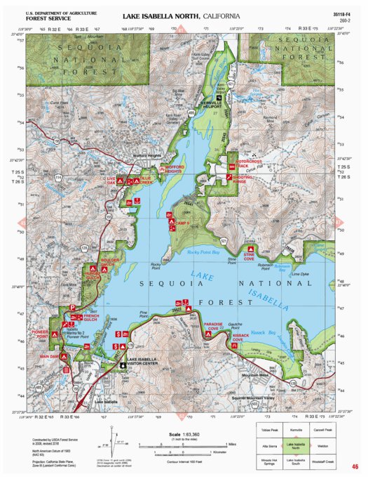 Lake Isabella North Map by US Forest Service R5 | Avenza Maps