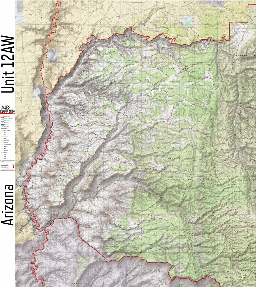 Arizona Unit 12A West Map by Game Planner Maps | Avenza Maps
