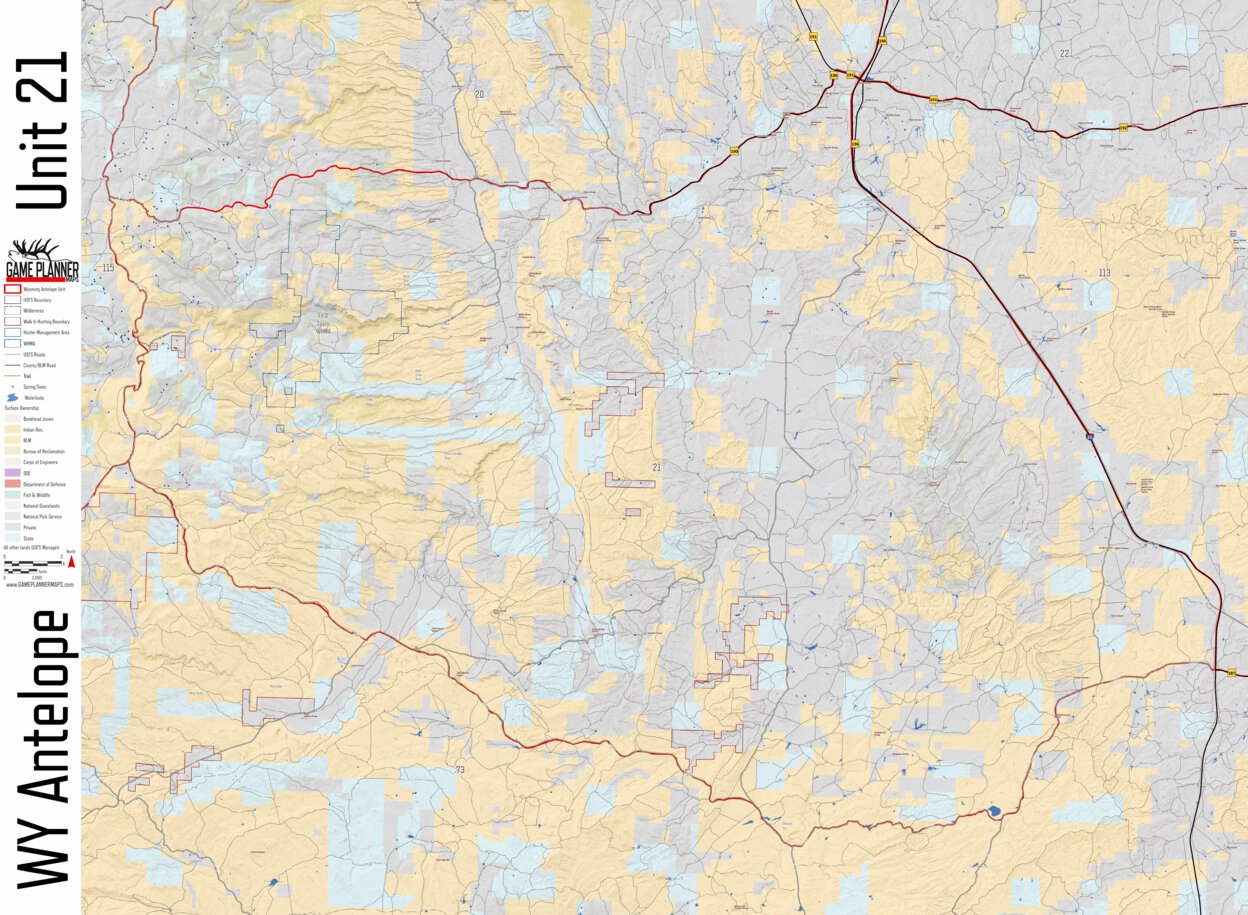 Wyoming Unit 21 Antelope Map by Game Planner Maps | Avenza Maps