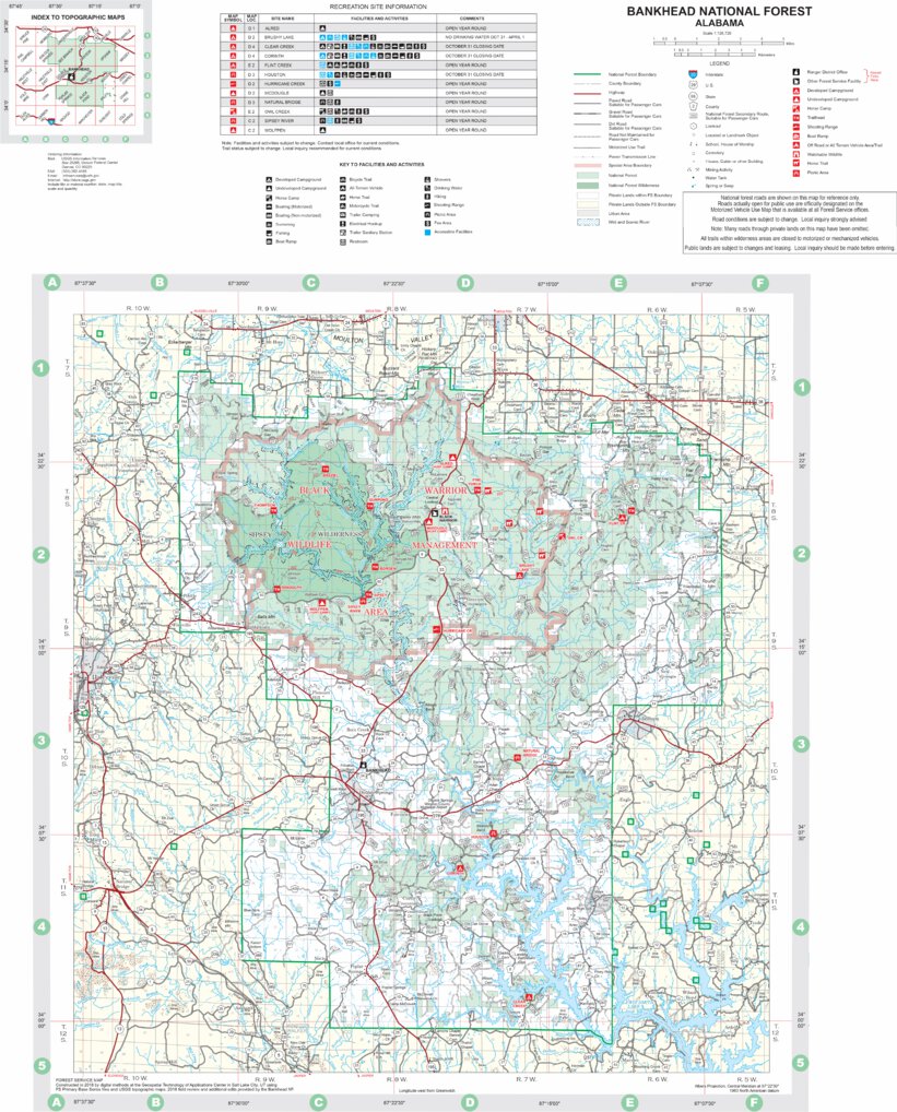 Bankhead National Forest Visitor Map by US Forest Service R8 | Avenza Maps