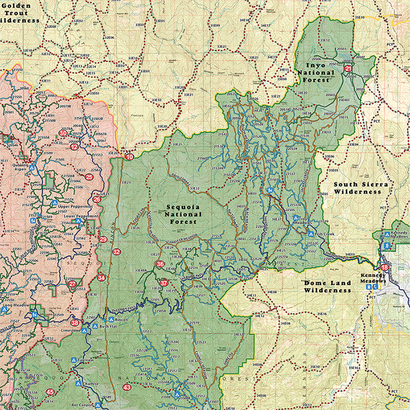 Sequoia National Forest / Monument & Kennedy Meadows Map by California ...