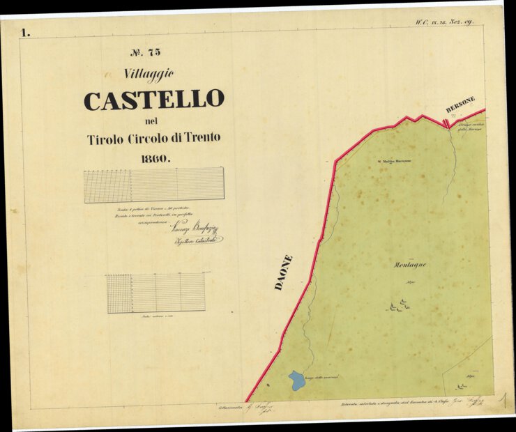 CASTEL CONDINO TIONE Mappa originale d'impianto del Catasto austro ...