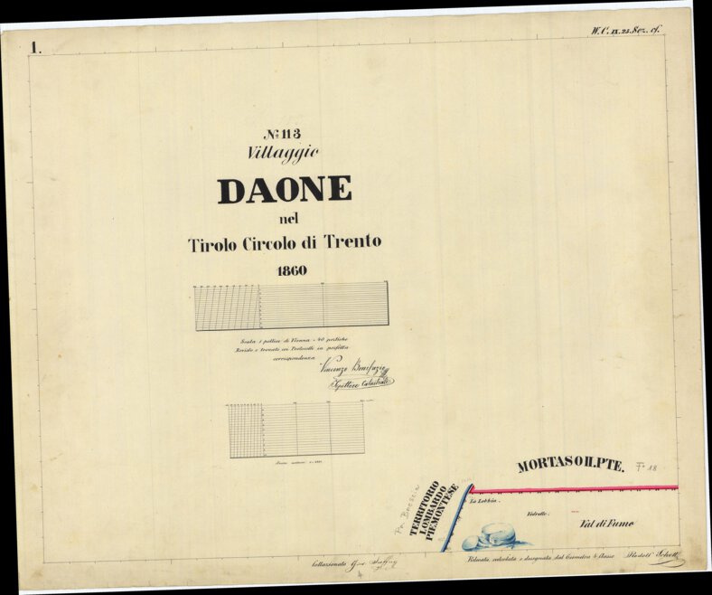 DAONE Mappa originale d'impianto del Catasto austro-ungarico. Scala 1: ...