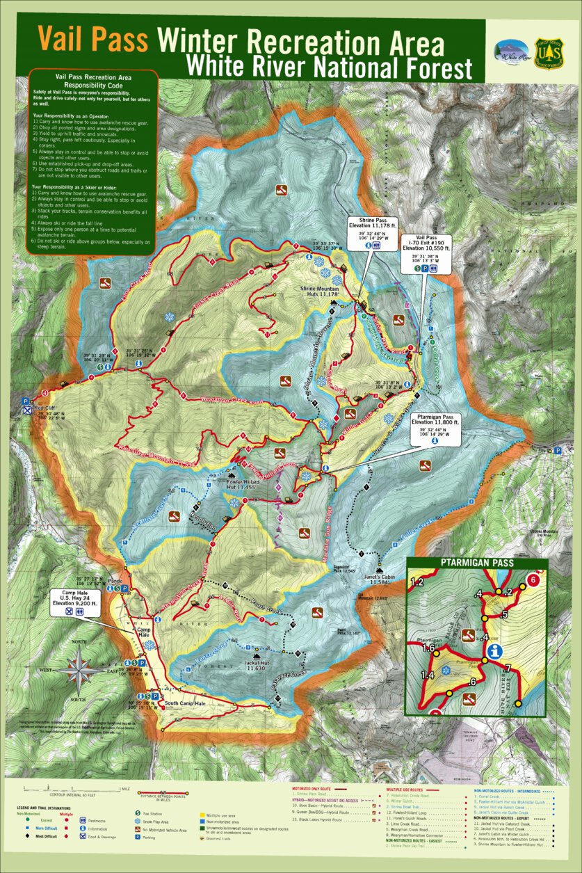 White River NF - Vail Pass Winter Recreation Area Map by US Forest ...