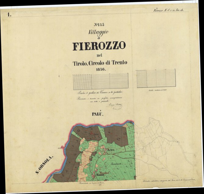 FIEROZZO Mappa originale d'impianto del Catasto austro-ungarico. Scala ...