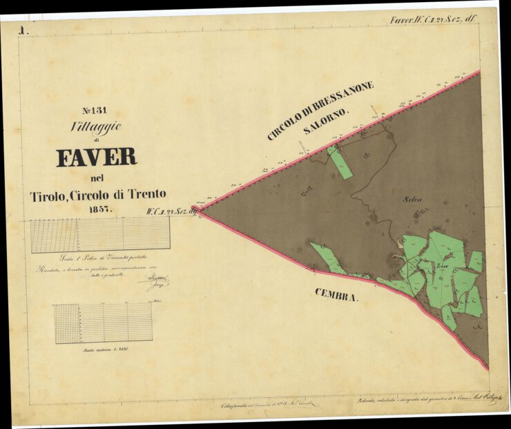 FAVER Mappa originale d'impianto del Catasto austro-ungarico. Scala 1: ...