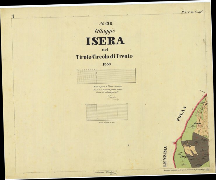 ISERA Mappa originale d'impianto del Catasto austro-ungarico. Scala 1: ...