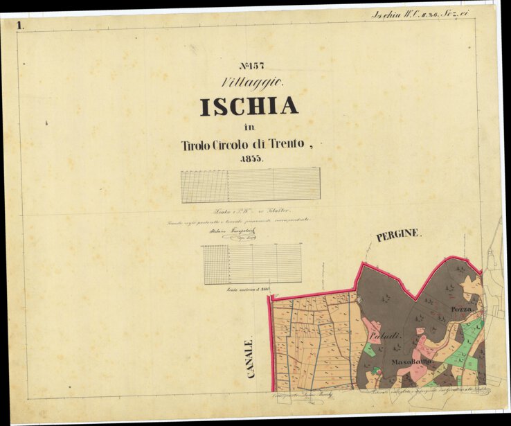 ISCHIA Mappa originale d'impianto del Catasto austro-ungarico. Scala 1: ...
