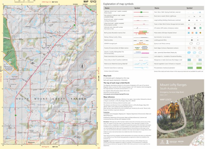 Mount Lofty Ranges Map 121C2 by Mapland - Department for Environment ...