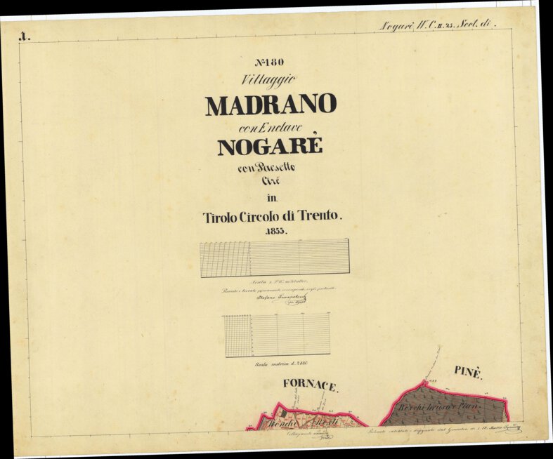 MADRANO Mappa originale d'impianto del Catasto austro-ungarico. Scala 1 ...