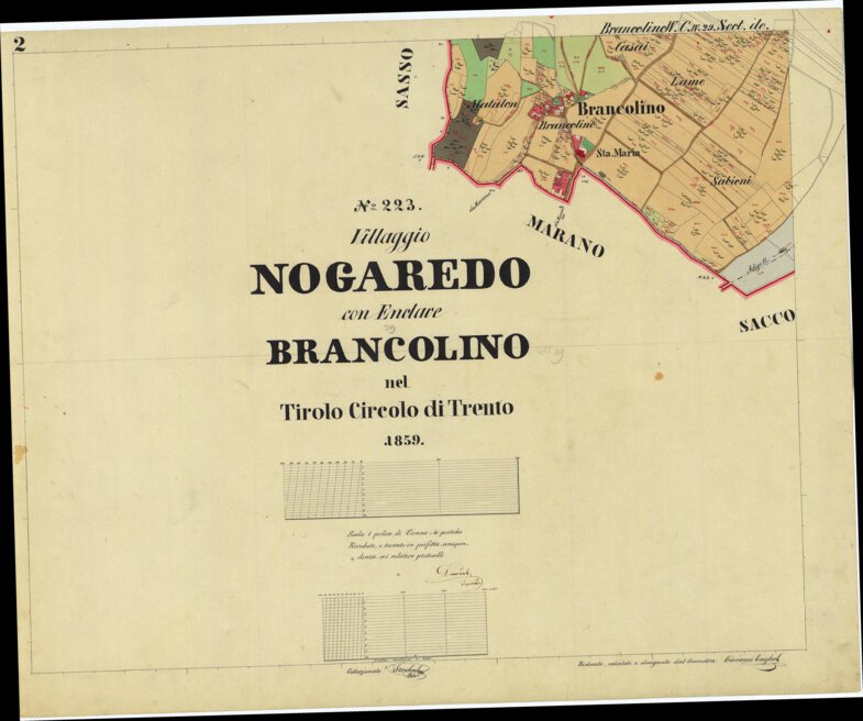 NOGAREDO Mappa originale d'impianto del Catasto austro-ungarico. Scala ...