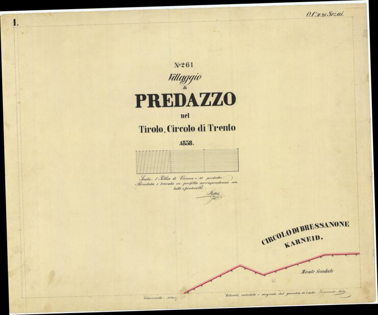 PREDAZZO Mappa originale d'impianto del Catasto austro-ungarico. Scala ...