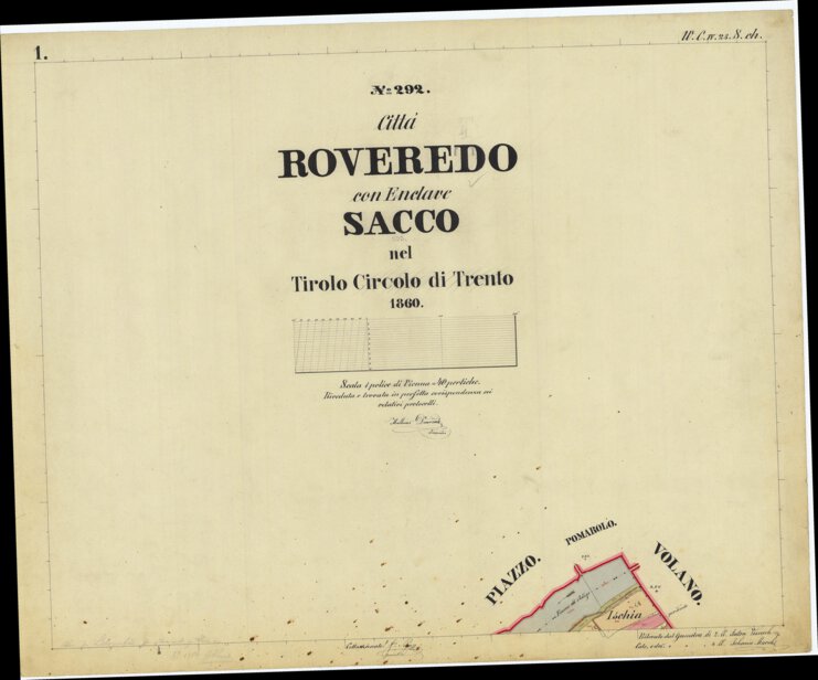 ROVERETO-SACCO Mappa originale d'impianto del Catasto austro-ungarico ...