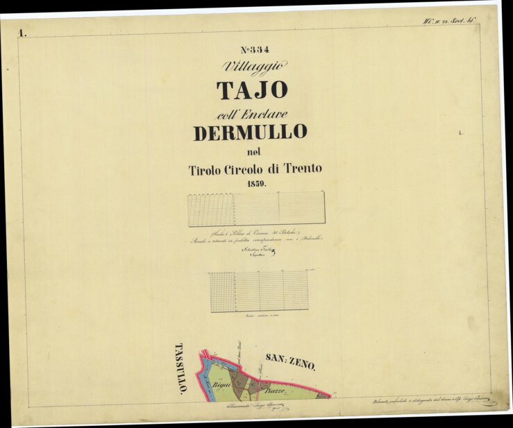 TAIO Mappa originale d'impianto del Catasto austro-ungarico. Scala 1: ...