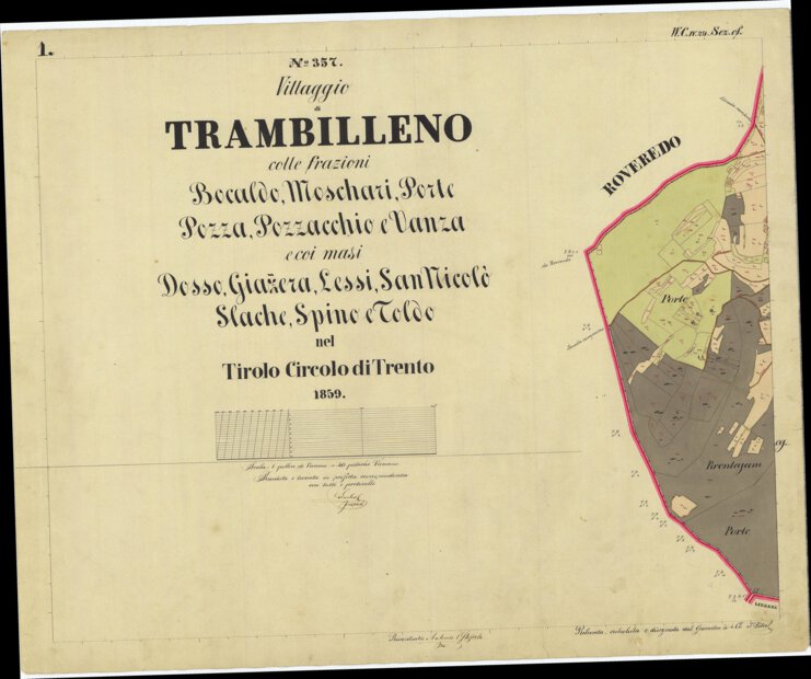 TRAMBILENO Mappa originale d'impianto del Catasto austro-ungarico ...