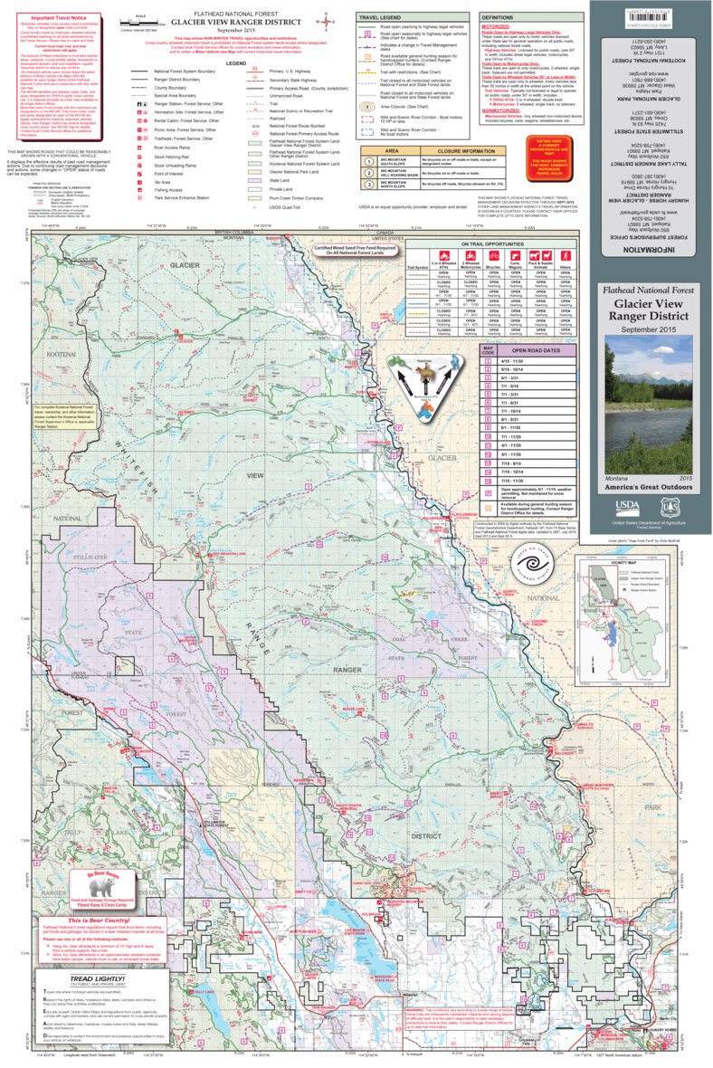 Flathead NF Glacier View Ranger District 2015 Map by US Forest Service ...