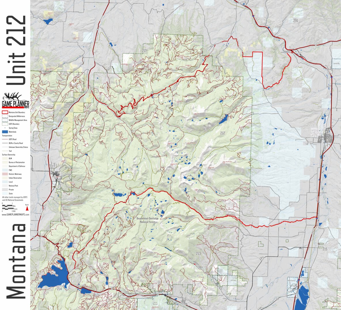 Montana Hunting Unit 212 Map by Game Planner Maps | Avenza Maps