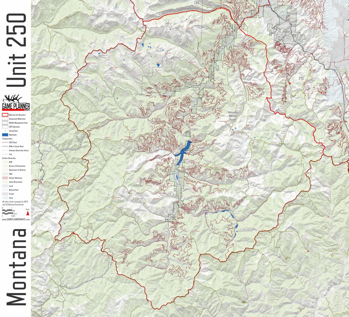 Montana Hunting Unit 250 Map by Game Planner Maps | Avenza Maps