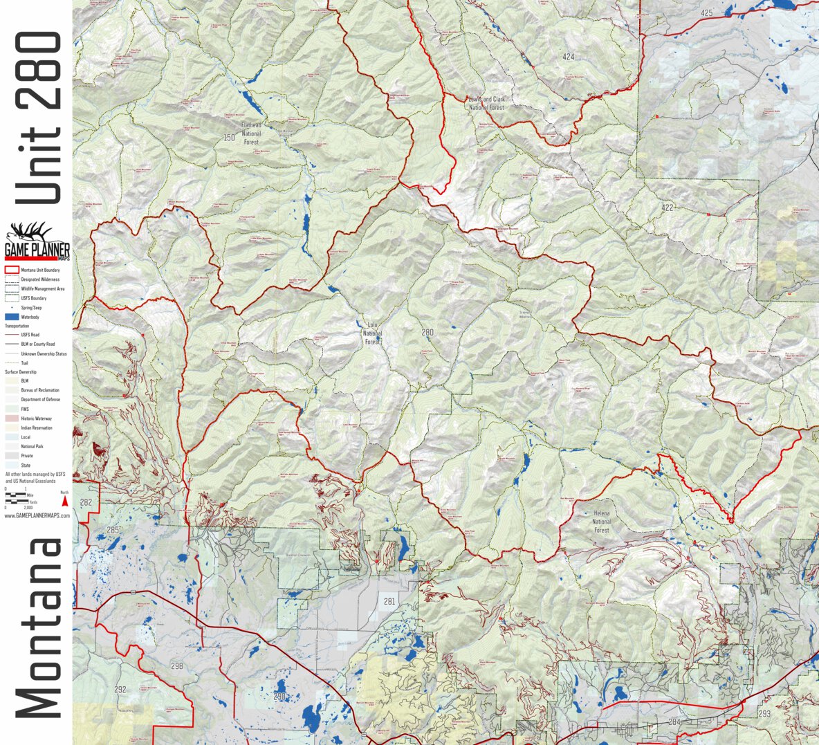 Montana Hunting Unit 280 Map by Game Planner Maps | Avenza Maps