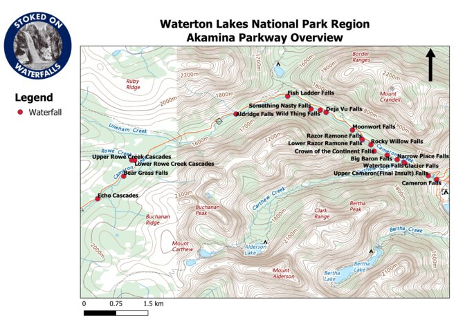 Waterton Lakes National Park Region - Akamina Parkway Overview Map by ...