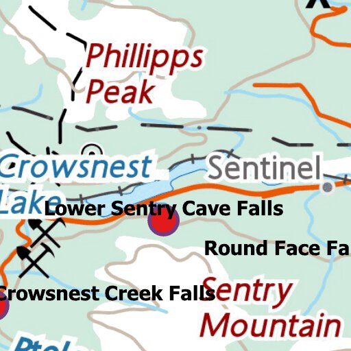 Crowsnest Pass Region Overview Map by Stoked On Waterfalls | Avenza Maps