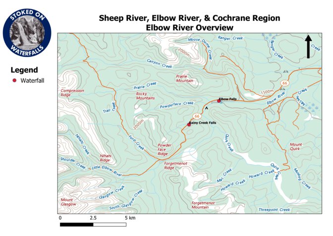 Sheep River, Elbow River, & Cochrane Region - Elbow River Overview Map by Stoked On Waterfalls ...