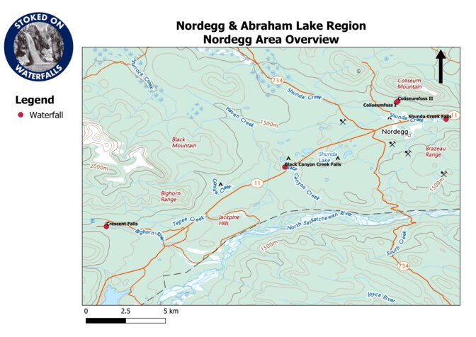 Nordegg & Abraham Lake Region - Nordegg Overview Map by Stoked On ...