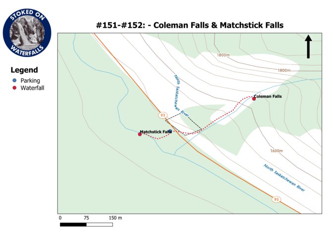 151-152 - Coleman Falls & Matchstick Falls Map by Stoked On Waterfalls ...